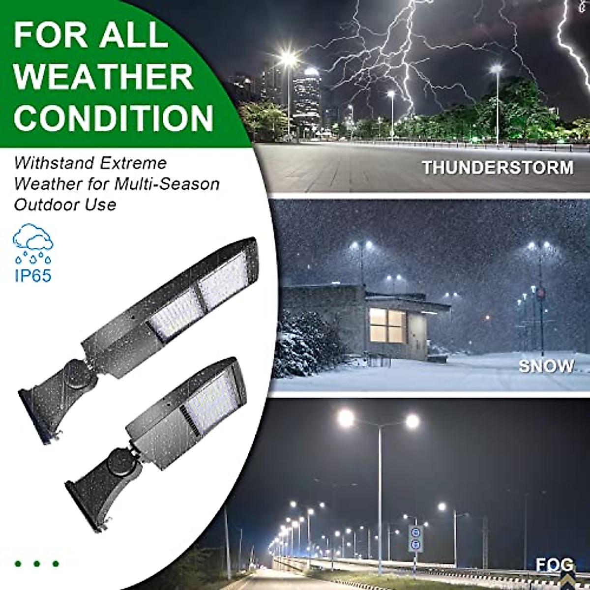 OSTEK LED Shoebox Street Lights 150W 21000LM LED Area Pole Fixture for LED Parking Lot Lighting IP65 Outdoor Commercial Area Road Lighting 5000K 100-277V DLC UL