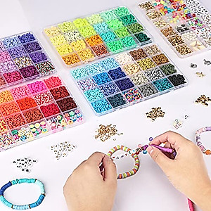 QUEFE 8100pcs, Clay Beads for Bracelet Making Kit, 92 Colors Flat Heishi Beads for DIY Crafts Necklace Jewelry Making Gifts