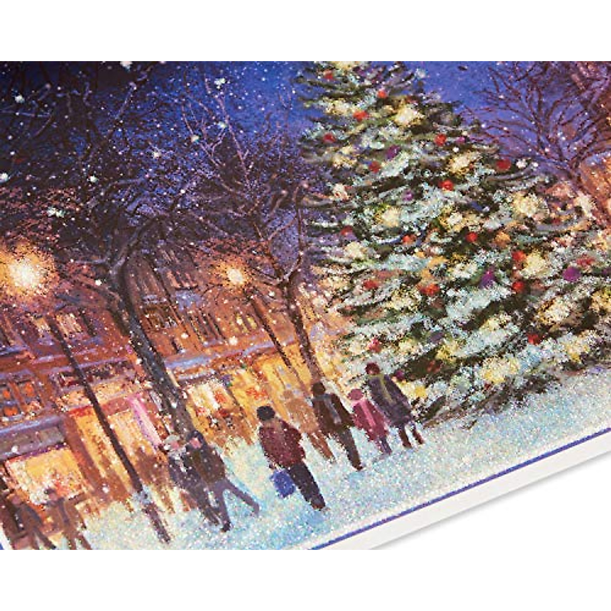 American Greetings Bulk Boxed Christmas Cards Premium City Street Scene Gold Foil-Lined White Envelopes, 14 Pack, One Size, Multicolored