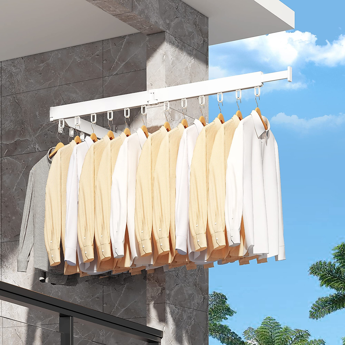 BOQORAD Wall Mounted Drying Rack,Clothes Drying Rack,Laundry Drying Rack,Collapsible Drying Racks for Laundry,Retractable Drying Rack Clothing,Clothes Dryer Rack,Clothes Hanging Rack