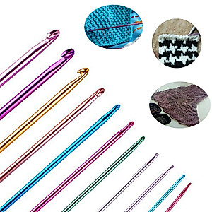 Long Tunisian Afghan Crochet Hooks Set 11 Packs 10.6" Colorful Aluminum Knitting Needles(2mm to 8mm) by Wadoy