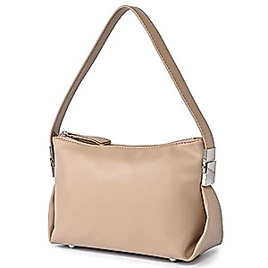 Shoulder Bag for Women, Elegant Small Crossbody Purses and Tote Handbags with Soft PU Leather and 2 Removable Shoulder Strap (Beige)