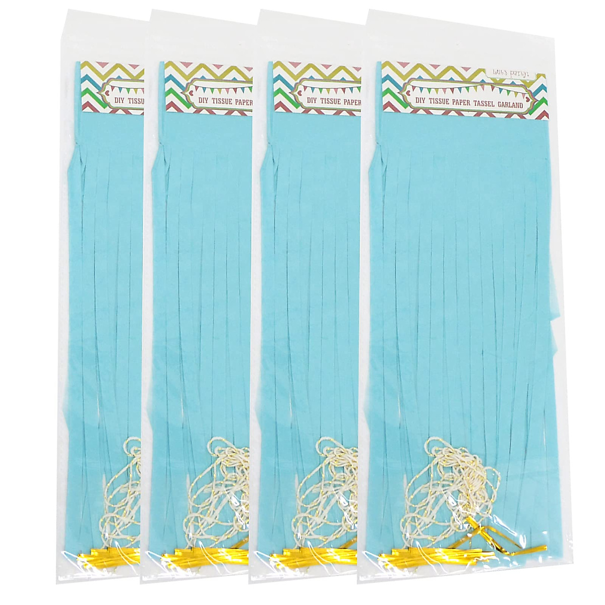 20pcs 14 Inch Shiny Tissue Paper Tassels Garland Bunting for Wedding Baby Shower Festival Anniversary Birthday Party Banner Wall Hanging Decorations DIY Kit (Light Blue)