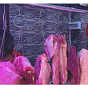 Alele Meat Hooks Butcher Hook 12.5inch Double Hooks Processing Meat Hook Stainless Steel Rotary Device Slaughtering Barbecue