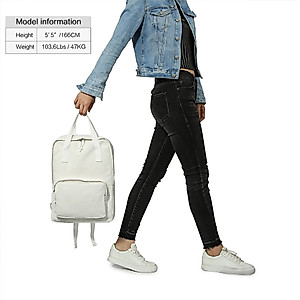 Zicac Unisex DIY Canvas Backpack Daypack Satchel (White 02) (Beige)