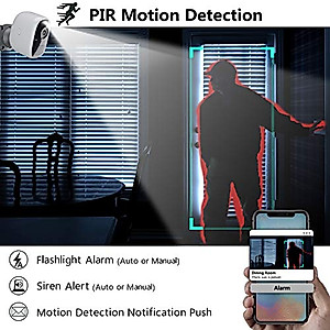 DCT Wireless WiFi Security Camera for Outdoor/Home Battery Powered, 2K Video/Color Night Vision/AI Motion Detection, Siren Alarm and Spotlight, 2-Way Audio, Waterproof, SD/Cloud