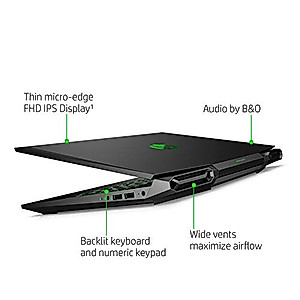 HP Pavilion Gaming 15-Inch Micro-Edge Laptop, Intel Core i5-9300H Processor, NVIDIA GeForce GTX 1650 (4 GB), 8 GB SDRAM, 256 GB SSD, Windows 10 Home (Shadow Black/Acid Green)