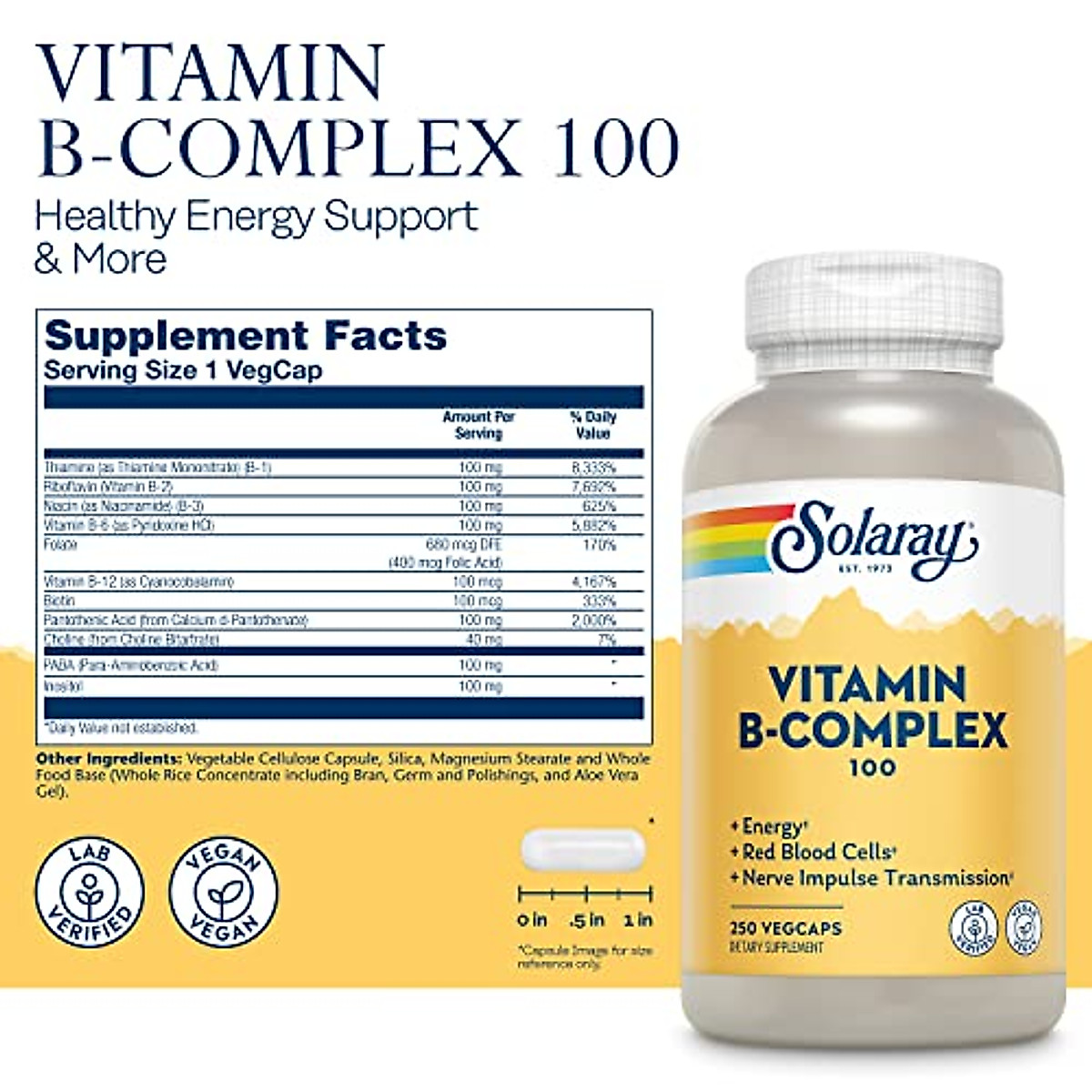 Solaray B Complex Supplement, 100mg, 250 Count