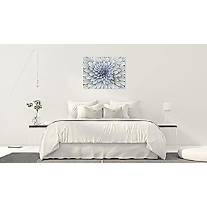 SYGALLERIER Floral Canvas Wall Art with Textured Modern Abstract White Flower Paintings Aesthetic Pictures Artwork for Living Room Bedroom Bathroom Decor
