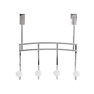 Spectrum Diversified Cambridge Over The Door 4 Hook Rack for Storage and Organization of Entryway Bedroom and More, Chrome