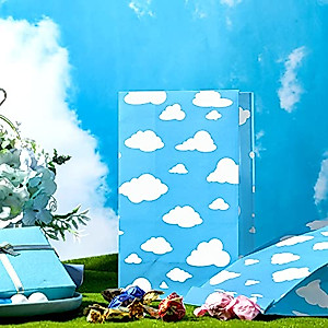 Tallew 24 PCS Blue Sky Clouds Paper Party Bags Cloud Treat Candy Goodie Bags Blue Sky Gift Bags Wrapping Party Favor Bags for Baby Girls Baby Shower Birthday
