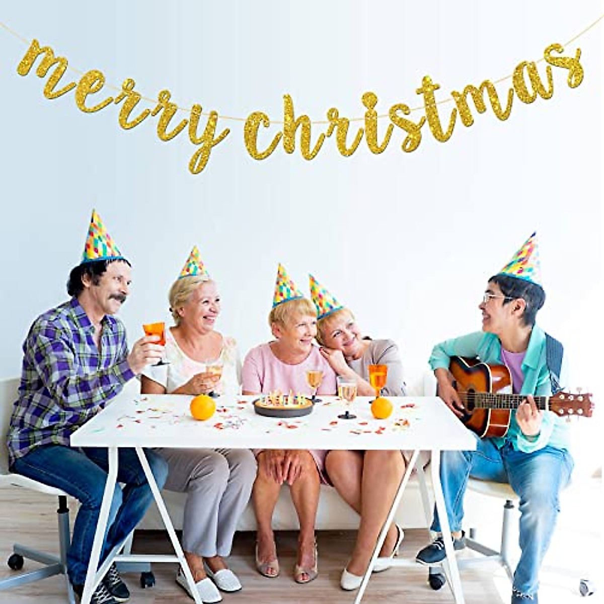 Talroine Glitter Merry Christmas Banner, Holiday Party Garland Bunting, Christmas Party Decoration Supplies