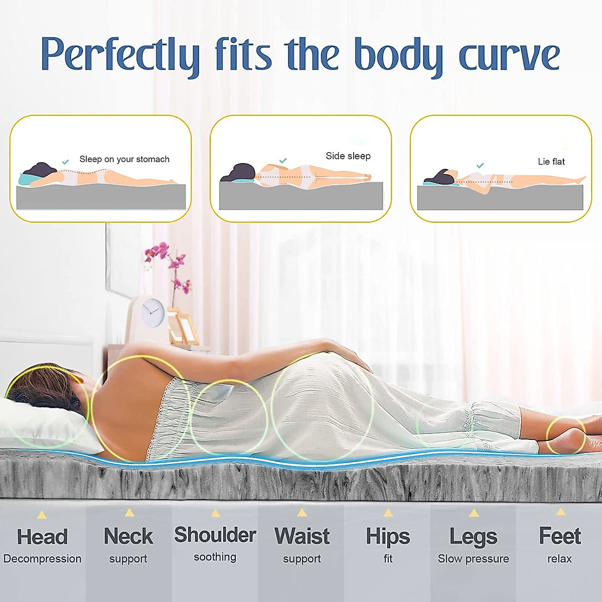 AwsumPick 3 Inch Twin XL Memory Foam Mattress Topper, Charcoal Infused Mattresses Pad for College Dorm, Soft Extra Long Twin Bed Toppers, CertiPUR-US Certified