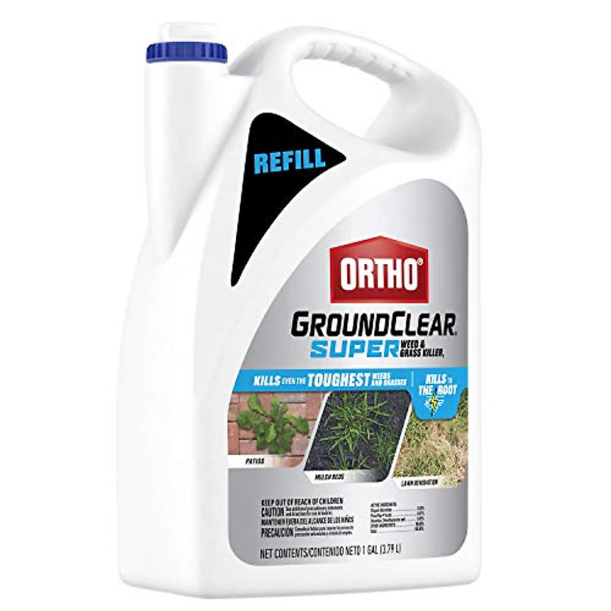 Ortho GroundClear Super Weed & Grass Killer1: Refill, Fast-Acting, See Results in Hours, For Patios and Landscaped Areas, 1 gal.