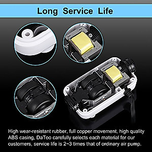 DaToo Aquarium Air Pump 3 Watt Adjustable Oxygen Pump with 2 Outlets for Fish Tank Ultra Silent High Energy Efficient, 1 Yr Warranty