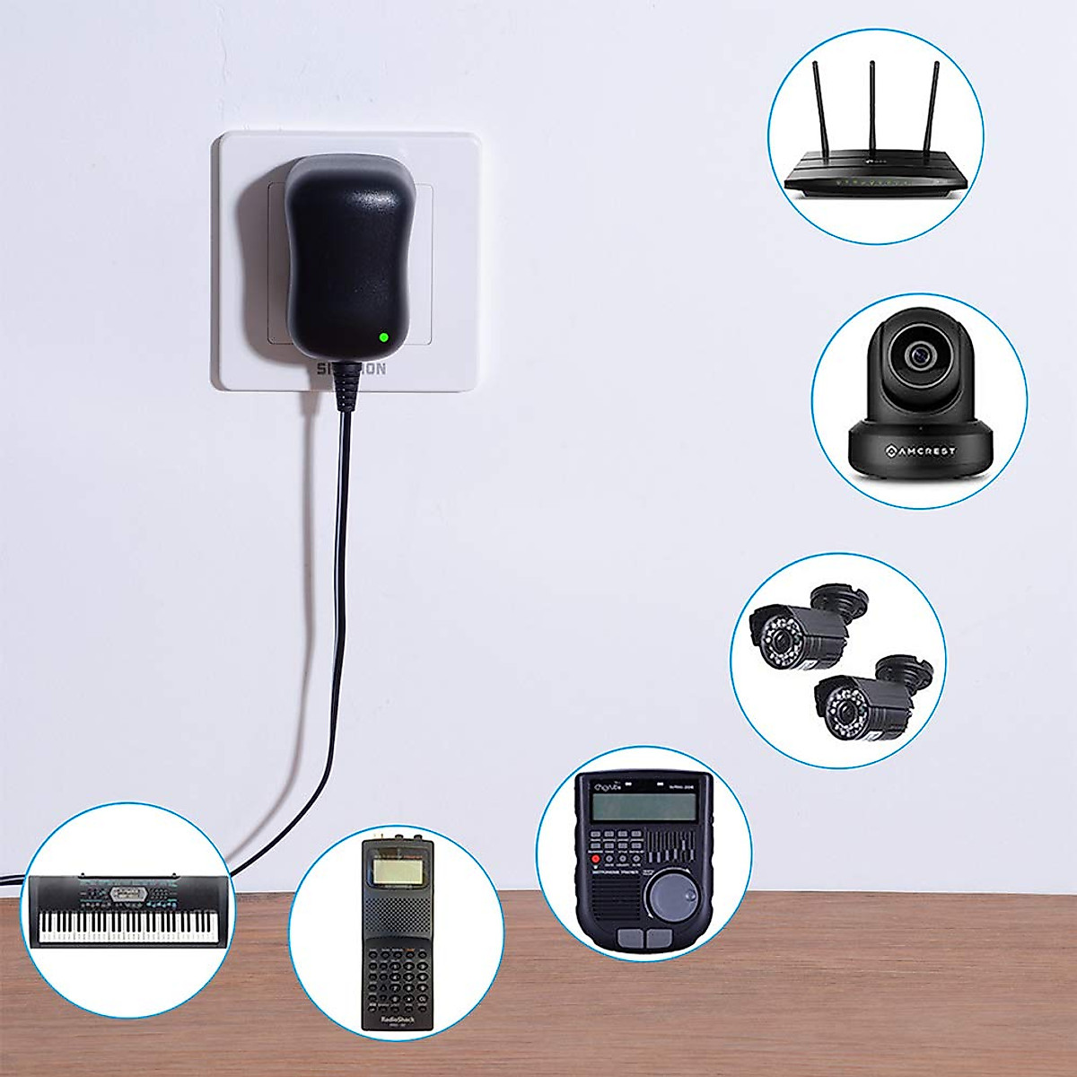 SoulBay 12W Universal AC Adapter Reversible Polarity Multi Voltage DC Power Supply, with 9pcs Adaptor Tips, Compatible with 3V to 12V Household Electronics, 1.2Amp Output