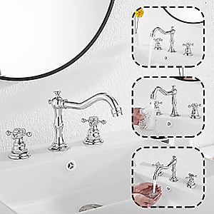 GGStudy Two Handles 3 Holes 8-16 inch Widespread Bathroom Sink Faucet Chrome Basin Mixer Tap