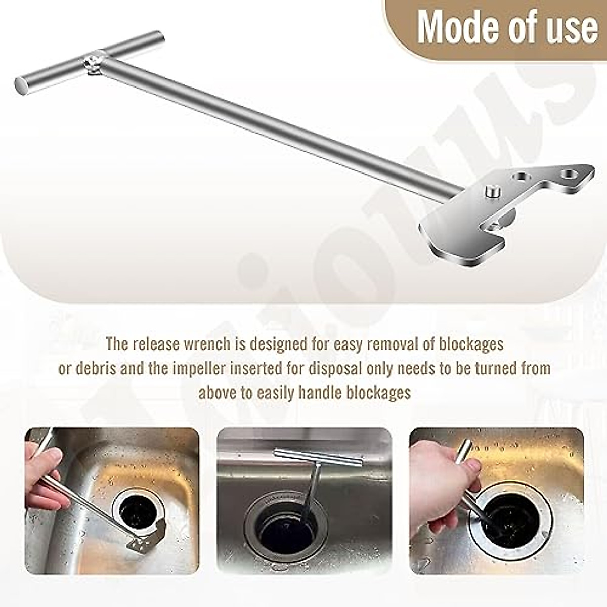 Garbage Disposer Unjamming Wrench Compatible With M-oen Garbage Disposals, Garbage Disposal Wrench/Garbage Disposal Unjamming Wrench for Dislodge Jams or Clutter From Above The Sink, Unjamming Wrench