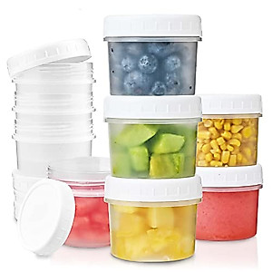 TUZAZO 5 Oz Food Storage Jars with Screw Lids (12-Count) BPA Free Small Plastic Freezer Containers for Sauce, Jam and Puree, Reusable Plastic Ice Cream Containers