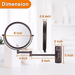 DECLUTTR Wall Mounted Makeup Mirror, 1X/7X Magnifying Mirror, 360° Swivel Double Sided Extendable Bathroom Mirror for Shaving, Bronze