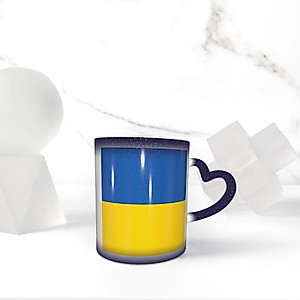 BBEXJIGY Flag of Ukraine Print Thermal Reactive Coffee Mug Ceramic Cups That Change Color with Heat