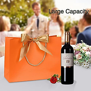 Colorlife Gift Bags 6 Pack Small Favor Bags with Handles and Bow Ribbon 11 x 3.9 x 7.8 inch Waterproof Colorful Paper Gift Bags for Baby Shower, Birthday, Wedding, Party, Festival, Holiday, 6 Colors