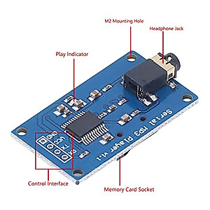 Uxsiya Music Play Board Accessory, 3.2-5.2V DC MP3 Module Simple Operation Adjustable Volume for Leonardo