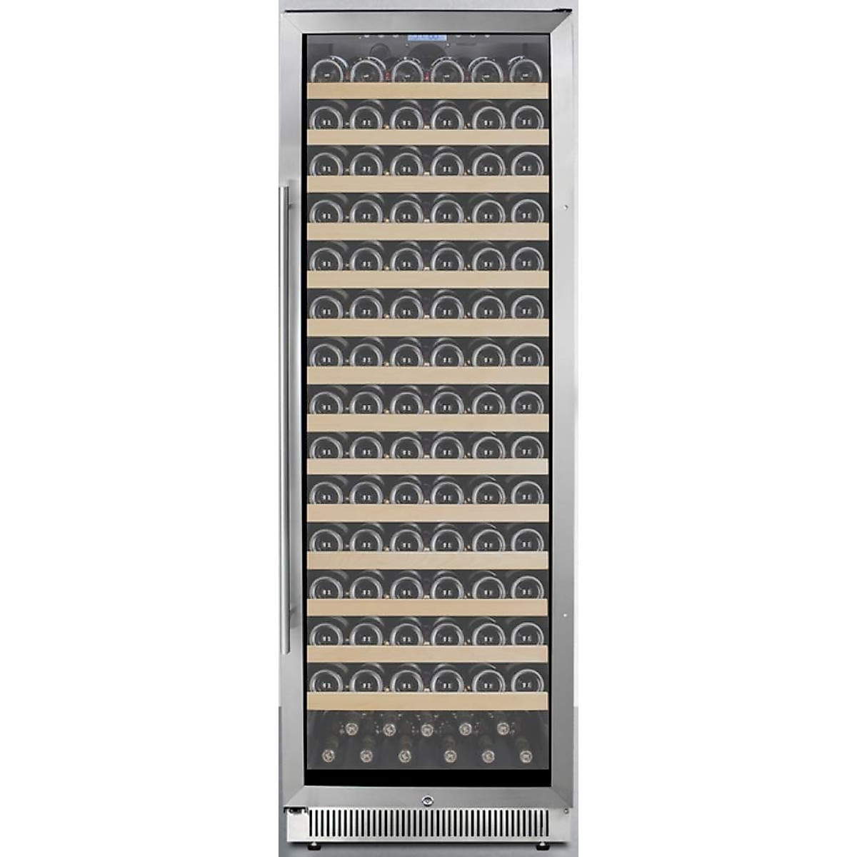 Summit Appliance SWC1926B 24" Wide Single Zone Wine Cellar For Built-In or Freestanding Use with Glass Door with Stainless Steel Trim, Digital Thermostat, Wooden Shelving and Factory-Installed Lock