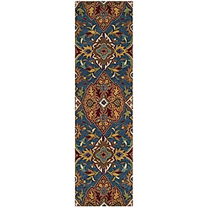 SAFAVIEH Heritage Collection Runner Rug - 2'3" x 12', Camel & Blue, Handmade Traditional Oriental Wool, Ideal for High Traffic Areas in Living Room, Bedroom (HG653A)