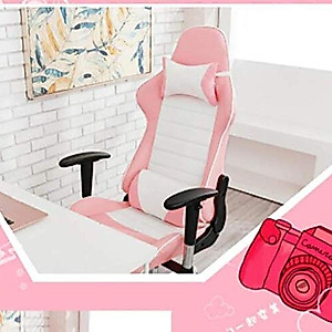 ZHAOLEI Racing Style High Back Ergonomic Office Chair Executive Swivel Computer Desk Chair Height Adjustable Task Chair Reclining with Lumbar Support, Headrest and Footrest (Pink)