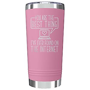 You Are The Best Thing I Ever Found on The Internet Insulated Tumbler 20 oz. with Lid, Stainless Steel Cups Travel Coffee Mug Valentine's Day Gift (Light Pink)