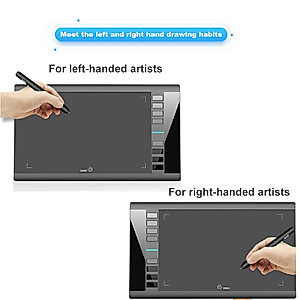 UGEE Graphics Drawing Tablet, M708 V2 Upgrade Support Android Phone 10x6 Inch Ultra Thin Large Graphics Drawing Tablets Art Pad with 8 Hot Keys 8192 Level Battery-Free Stylus for Win Creation Sketch