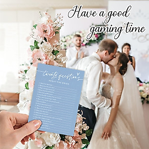 Nuckxy Bridal Shower Game Cards - Twenty Questions about The Bride - 30 Pcs Blue Minimalism Wedding Game Cards, Engagement Party Game, Modern Bridal Shower Party Favor & Decorations - B05
