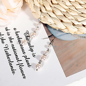 Long Pearl Earrings for Women 14K Gold Plated Pearl Dangle Earrings Hypoallergenic Elegant Gold Pearl Tassel Earring