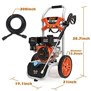 AIVOLT Gas Pressure Washer, 3500 PSI 2.5 GPM Gas Powered Pressure Washer Heavy Duty Power Cleaning Machine Gasoline High Pressure Cleaner with Soap Tank and 5 Quick-Connect Nozzles