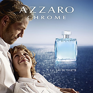 Azzaro Chrome Eau de Toilette - Fresh Aquatic Mens Cologne - Citrus, Woody, Musky Fragrance -Fresh Everyday Wear - Classic Summer Beach Scent - Luxury Perfumes for Men - Travel Size, 1.6 Fl. Oz