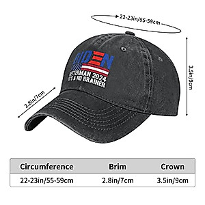 Hat Cap Biden Fetterman 2024 It's A No Brainer Cap for Women Baseball Cap Adjustable Hats Black