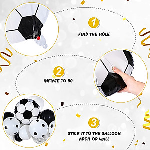 Soccer Party Balloon Arch Kit Soccer Balloon Party Decor Include Soccer Championship Trophy Foil Balloon White Black Latex Balloons for Birthday Soccer Sports Themed Party Supplies