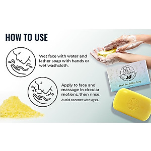 Natural Elephant Dead Sea Sulfur Soap 4.4 oz with Dead Sea Salt, Aloe Vera, Sulphur Face and Body Cleanser Bar for All Skin Types (3 Pack (13.2 oz Total))