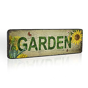 Garden Themed Decorative Signs Vintage Wood Hanging Sign Outdoor Garden Decor Plaques Patio Deck Porch Yard Art Decoration by 16''x5''