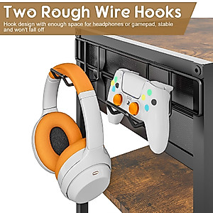 Hongtamoya 4-Tier AV Media Stand with Drawer, Video Game Console Shelf with 2 Hooks, Audio Rack Tower Perfect for/Xbox/ PS5/Switch/Game Consoles/DVD/Record Player/Projector/Sky Box/TV Accessories