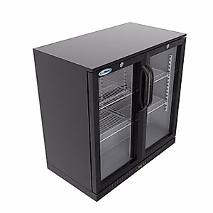Koolmore BC-2DSW-BK 2 Door Back Bar Cooler Counter Height Glass Door Refrigerator With Led Lighting - 7.4 Cu.Ft.; Black