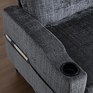 Gsxiyosen 77" Chenille Room Sectional Sofa, Convertible L Shaped 3-Seat Bench Sofa Couch with Storage Chaise Upholstered Couches,Comfy Polyester Upholstered Sofa Sleeper for Bedroom, Office (Grey)