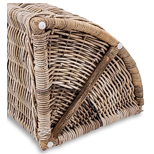 The Basket Lady Corner Wicker Laundry Hamper, 15 in L x 15 in W x 28 in H, Serene Grey…