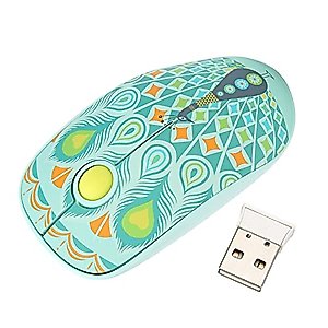 RTLR Gaming Mouse, 1500 DPI, Peacock Pattern Ergonomic Design, Stable and Efficient Wireless Mouse for Laptop Desktop Computer