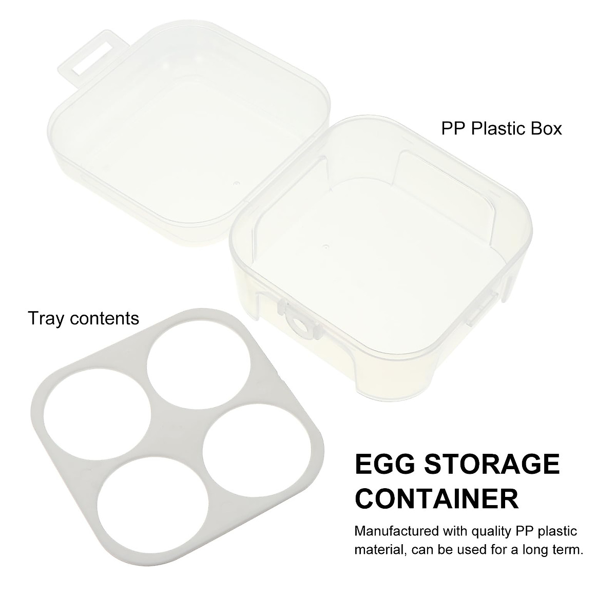 Compartment Egg Holder 3pcs Egg Travel Box Fresh Chicken Egg 4 Lattices Tray with Cover Lid Portable Egg Container for Home Shop Picnic Outdoor Egg Storage Box