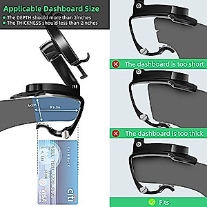 FONKEN Car Phone Mount, Cell Phone Holder for Car 360 Degree Rotation Dashboard Clip Mount Car Phone Stand Compatible for iPhone 11/12 Pro Max XS Max XR 8 8Plus 7 Samsung Galaxy S10 S9 S8 LG and More