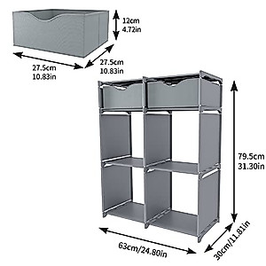 Dttwacoyh Closet Organizers and Storage Shelf Unit with 2 Storage Bins,Stackable Cube Storage Organizer,Drawer Organizers for Clothing,Book,Livingroom(Grey)