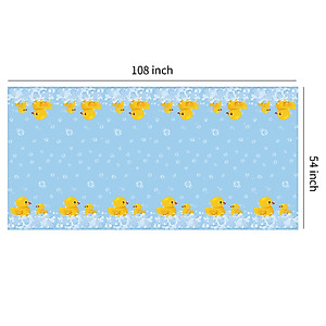 APOWBLS Rubber Duck Party Decorations Tablecloth - Disposable Duck Party Supplies Table Cover, Bubble Bath Rubber Duck Theme Table Cloth for Birthday Baby Shower - 3 Pack (54in x 108in)