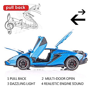 BDTCTK Sian FKP37 Car Model Toy 1/32 Child Sound and Light Pull Back Car Zinc Alloy Casting Toys for Kids Boy Girl Gift (Bule)